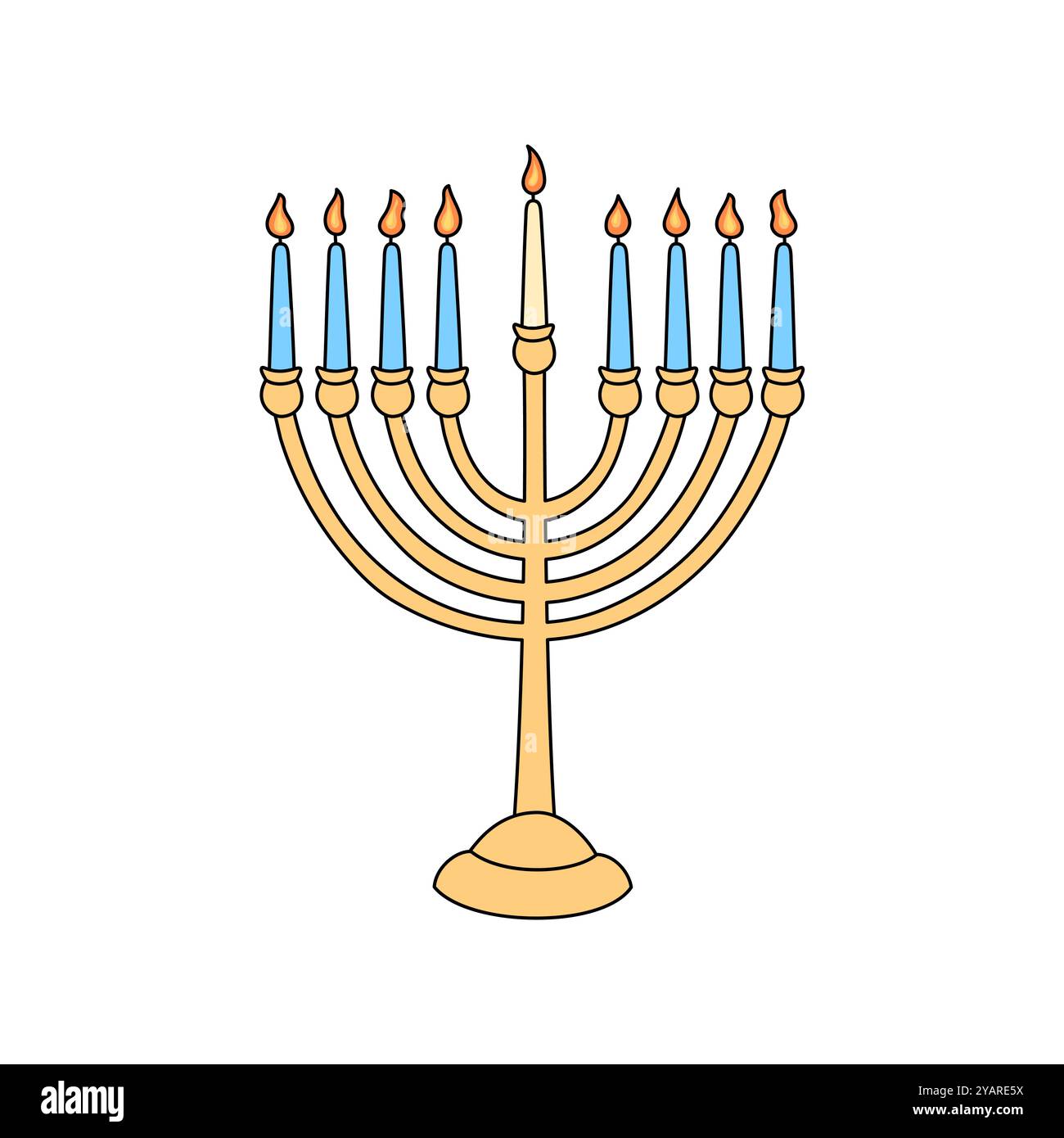 Hanukkah menorah doodle vector illustration isolated. Traditional ...
