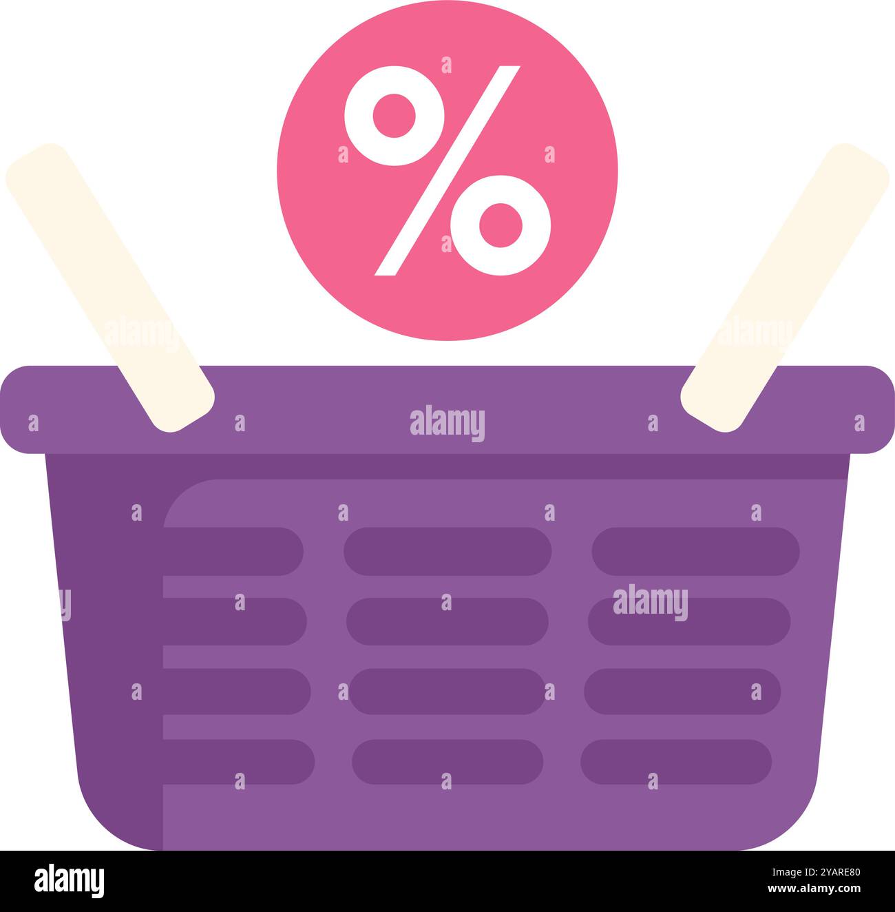 Shopping basket with percentage symbol floating above illustrating ...