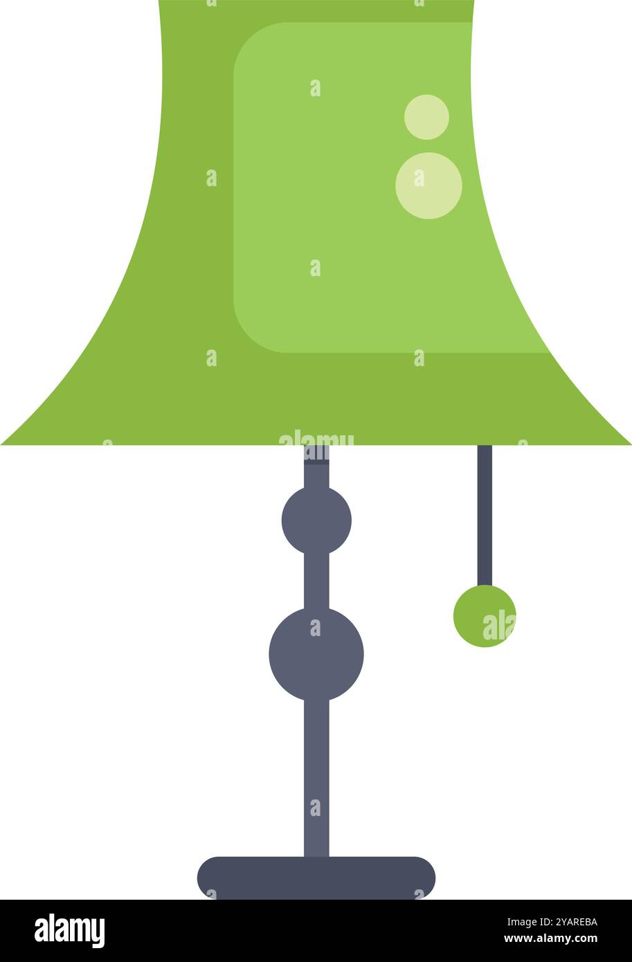 Green table lamp standing and spreading light with a switch to turn it ...