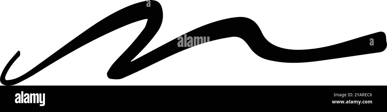 Hand drawn curly swish icon vector illustration, paint brush design ...