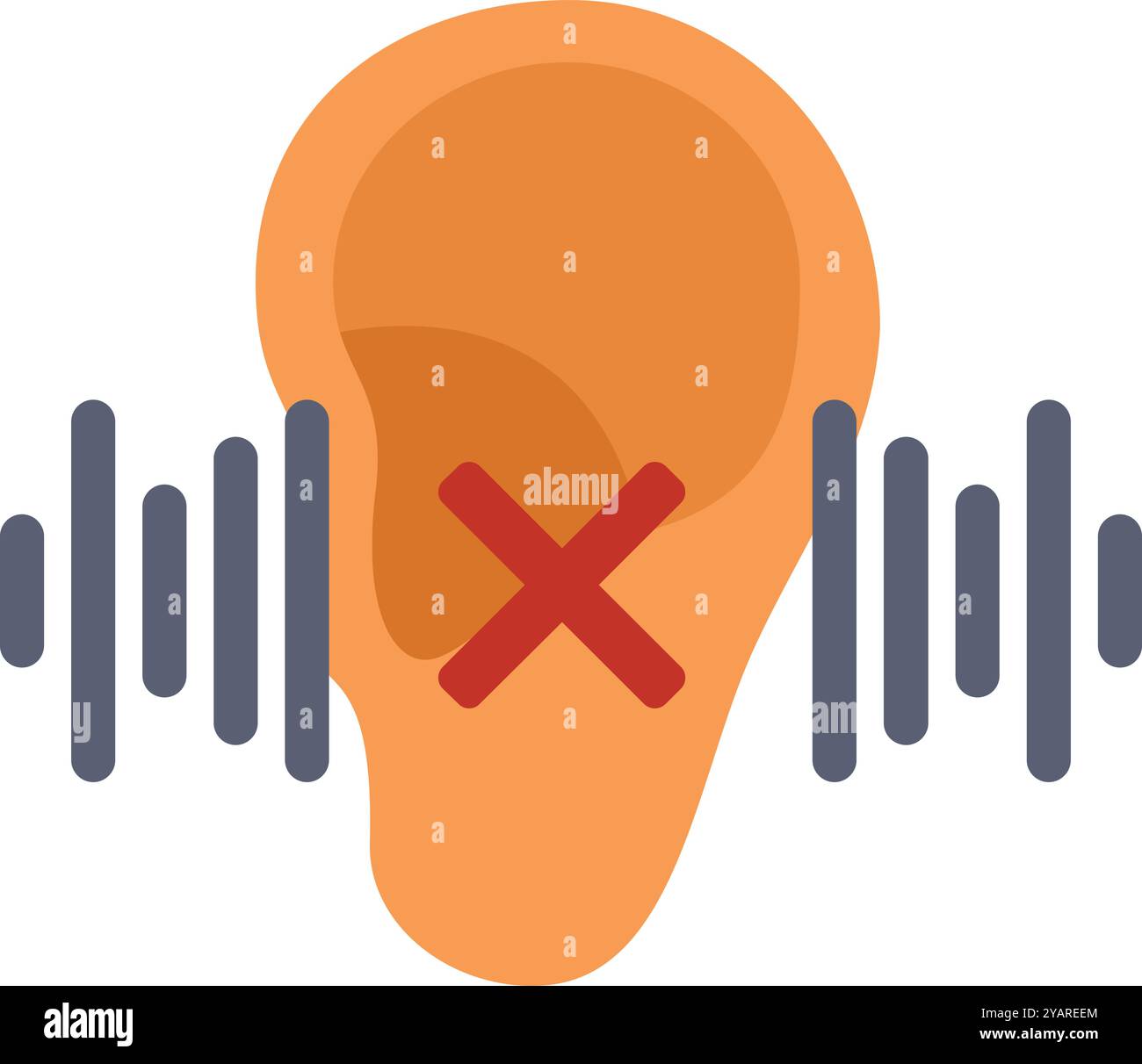 Human ear ignoring sound waves with red cross mark Stock Vector Image ...
