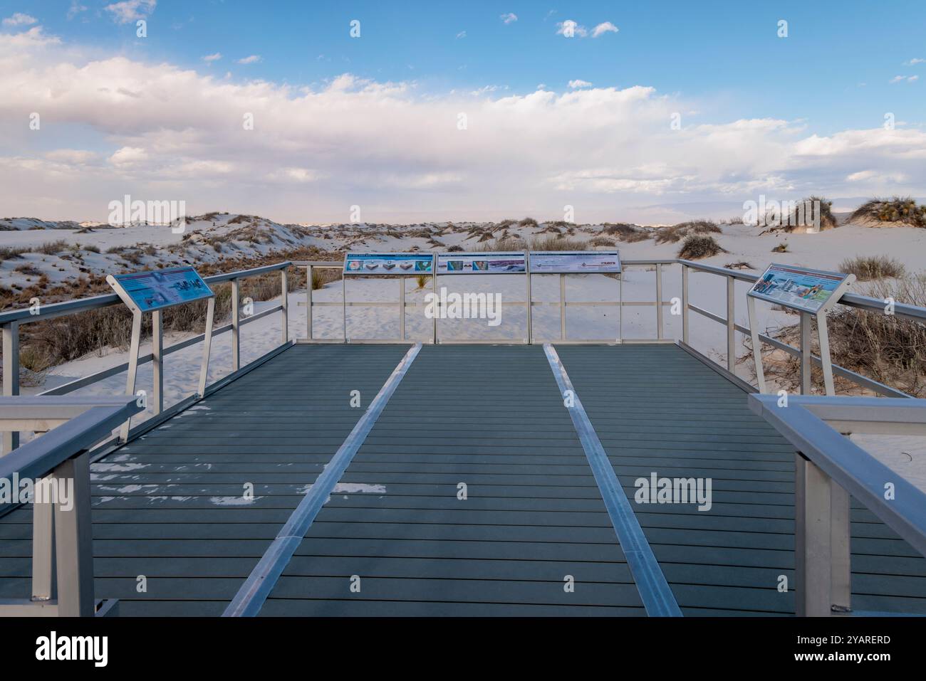 Signage informs visitors about dunes and wildlife along the Interdune ...