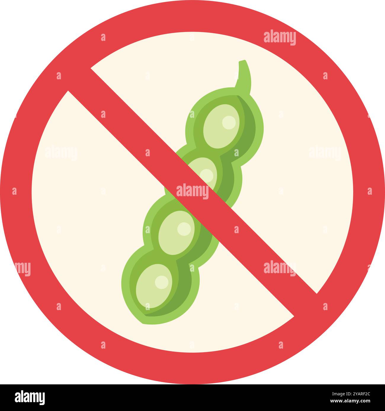 Red circle with a diagonal line over a pod of peas, indicating a ban on ...