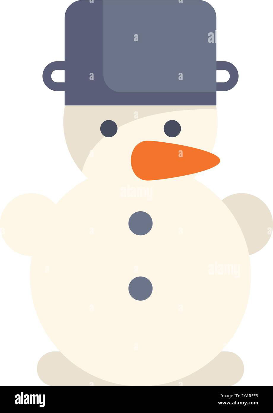 Friendly snowman wearing a hat, with a carrot nose and coal eyes, is ...