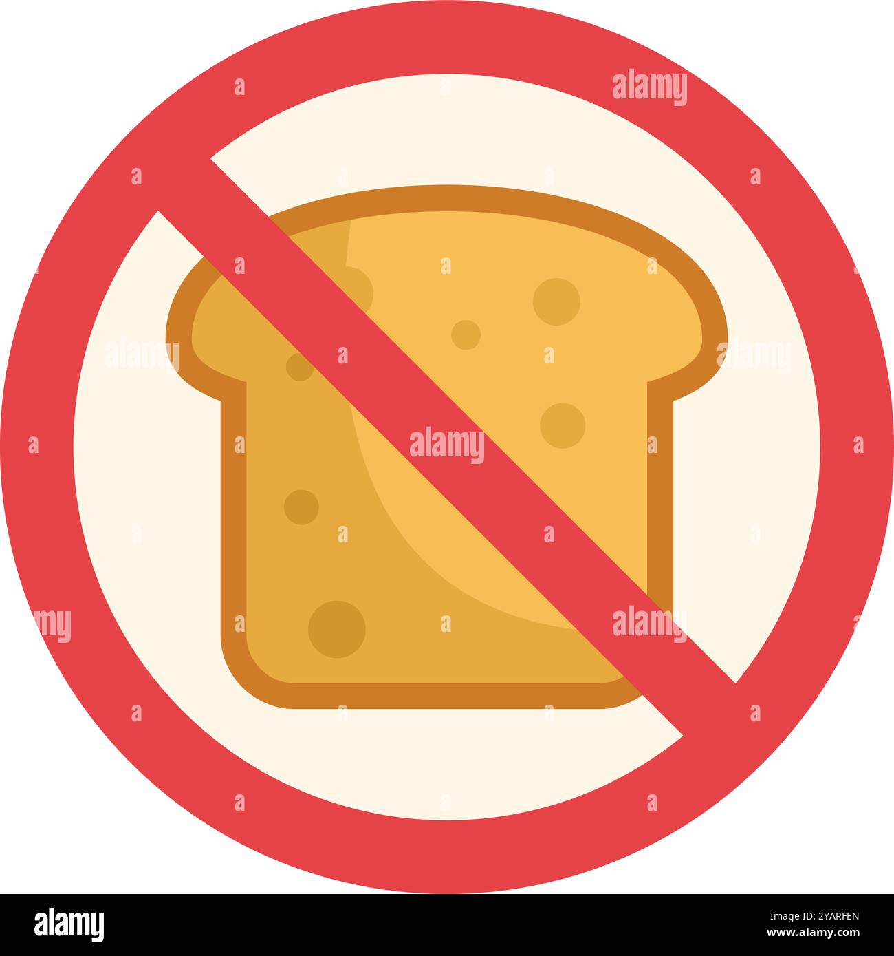 Gluten free diet concept showing a loaf of bread with a prohibition ...
