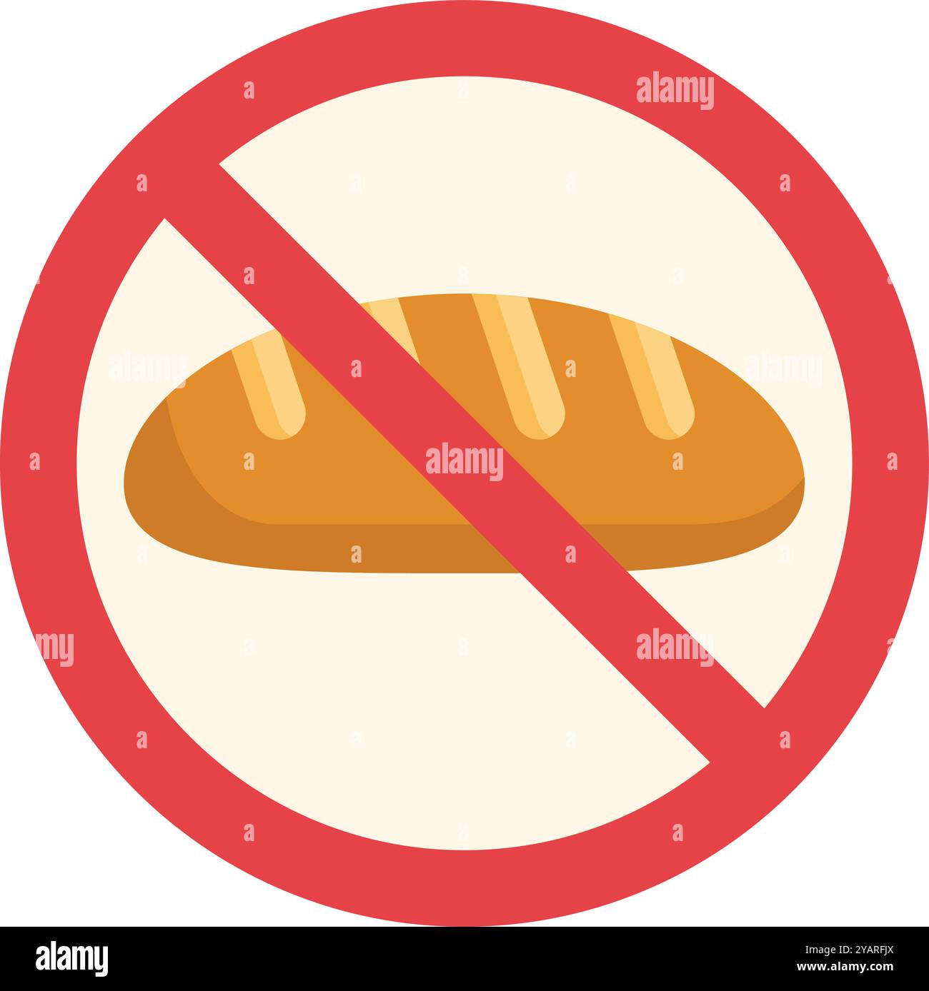 Simple icon of a loaf of bread being crossed out by a red circle and ...