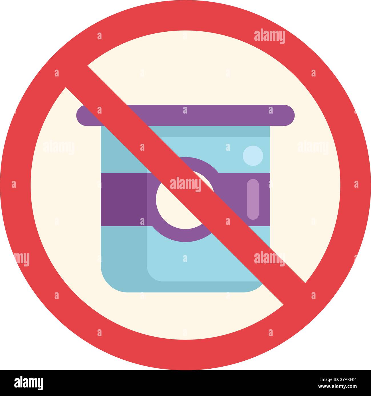 Simple colorful vector illustration depicting a yogurt pot crossed out ...
