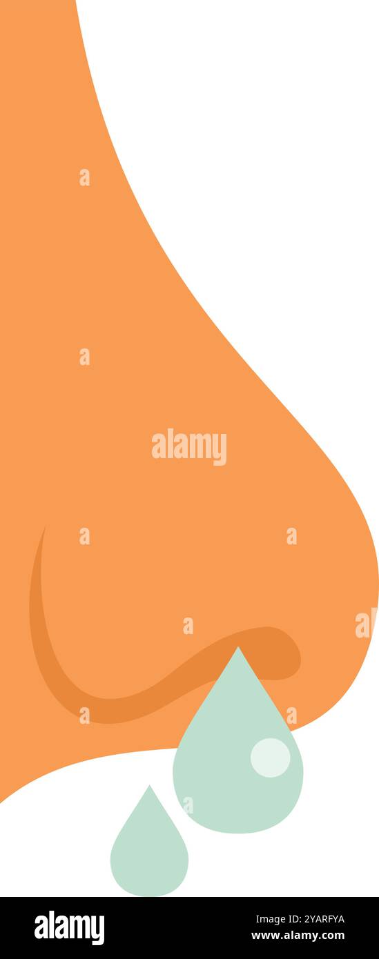 Cartoon style drawing of a human nose with mucus dripping from one ...