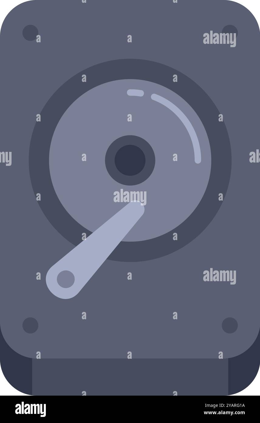 This minimalist icon features a hard disk drive with its spinning ...