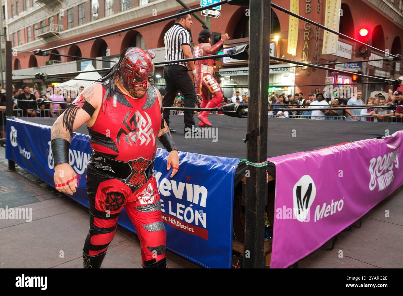 Lucha Libre - Masked Mexican Wrestling - Broadway Night Lights street ...