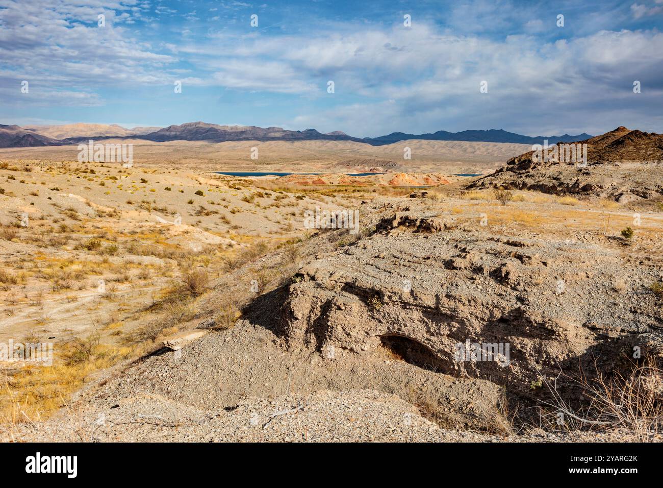 Echo wash drains into the Overton Arm of Lake Mead at Echo Bay, Nevada ...