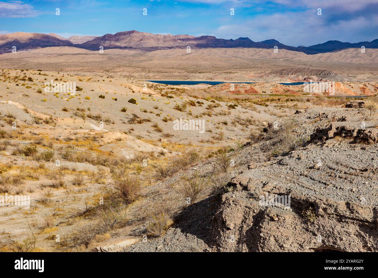 Echo wash drains into the Overton Arm of Lake Mead at Echo Bay, Nevada ...