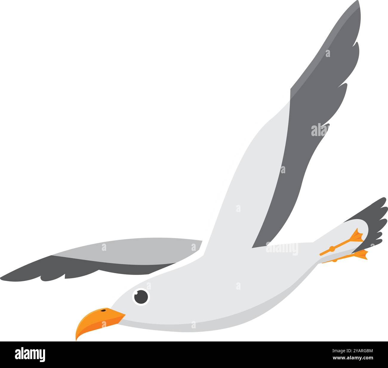 Cartoon seagull flying with spread wings, isolated vector illustration ...