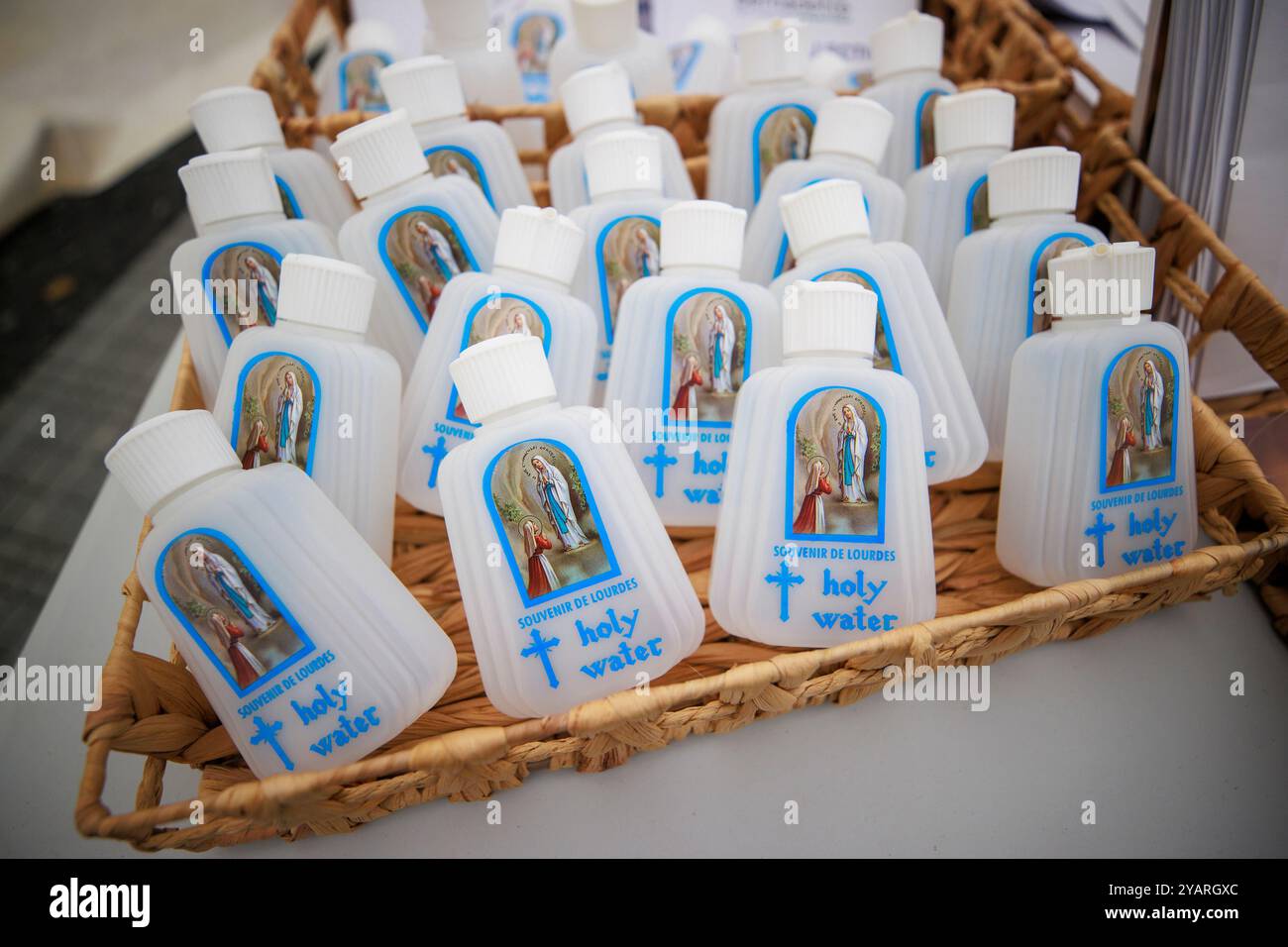 Lourdes Holy Water containers at St Mary's Church in Chapel Lane where ...