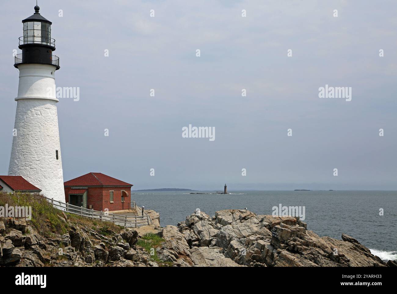 Two lighthouses - Portland Head Light, Maine Stock Photo - Alamy