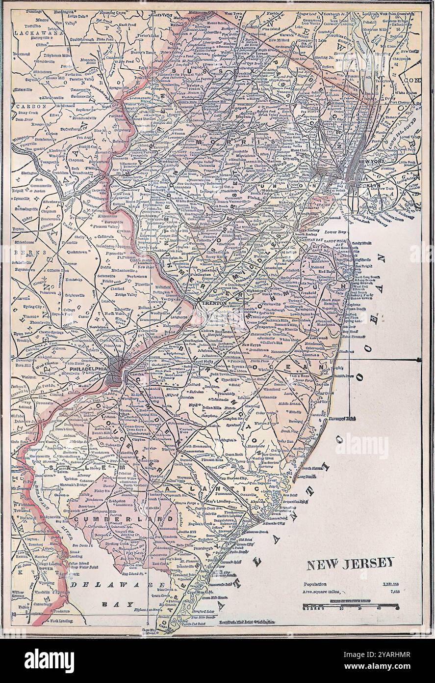 SEATTLE -SEP 11, 2022 - This is an antique map of new jersey showing ...