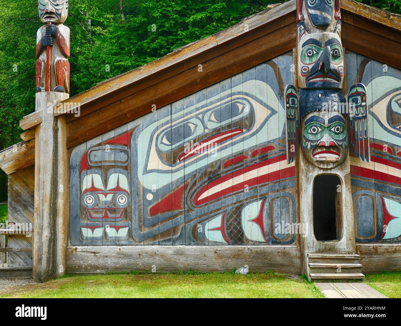 KETCHIKAN, ALASKA - JUN 27, 2024 - Wooden building with colorful facade ...