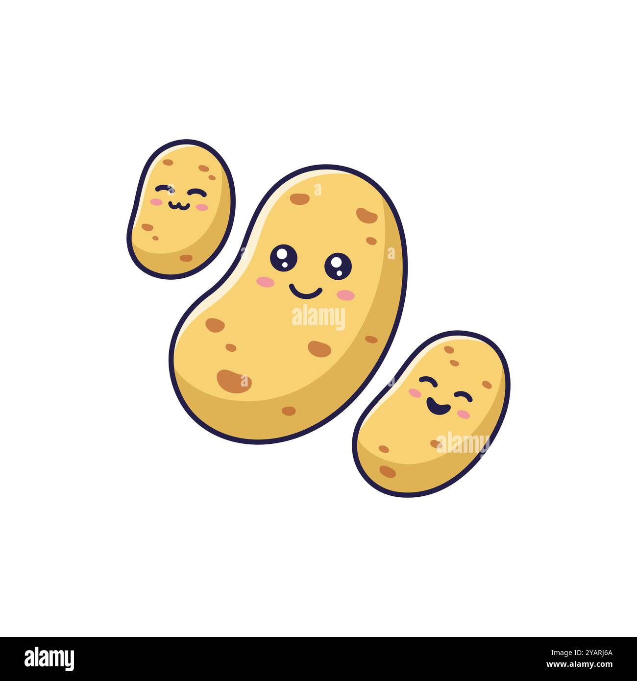 Cute Kawaii Potato cartoon icon illustration. Food vegetable flat icon ...