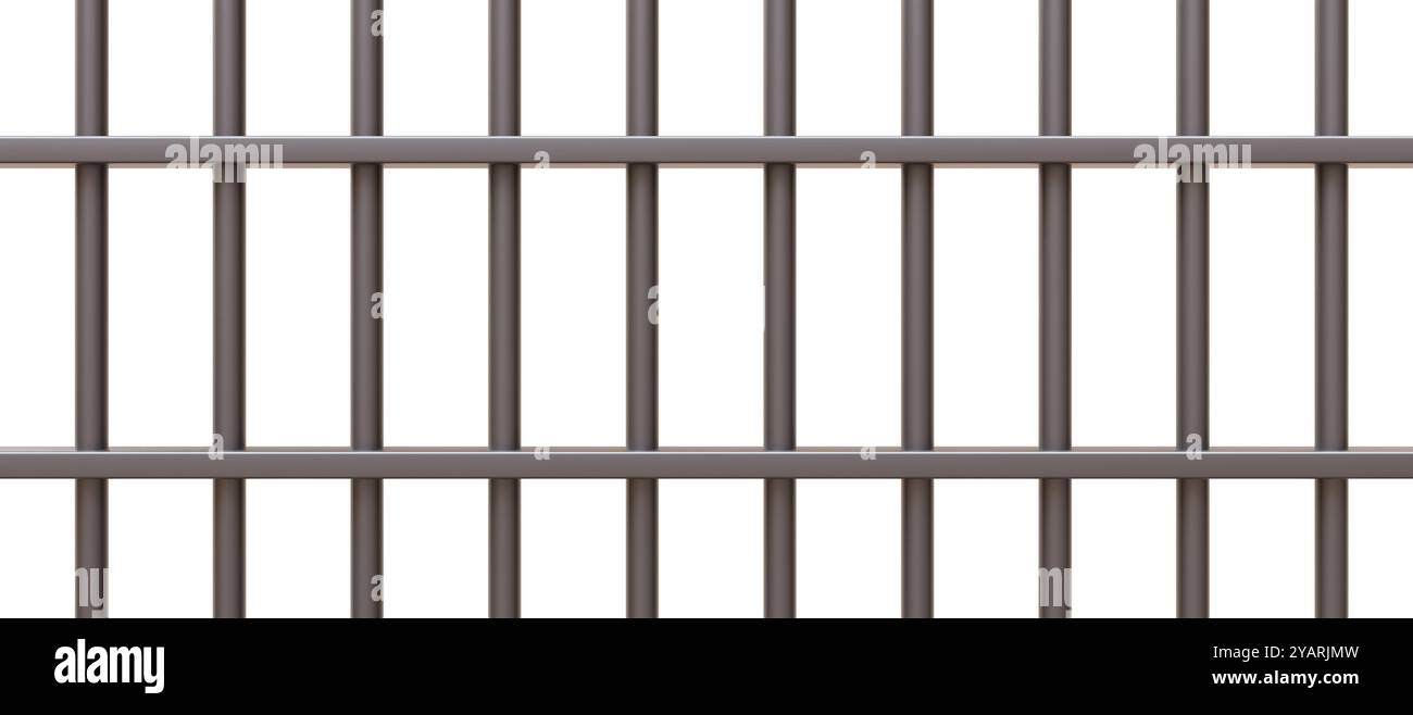 Prison bars isolated on white transparent. Stainless steel rods grid ...