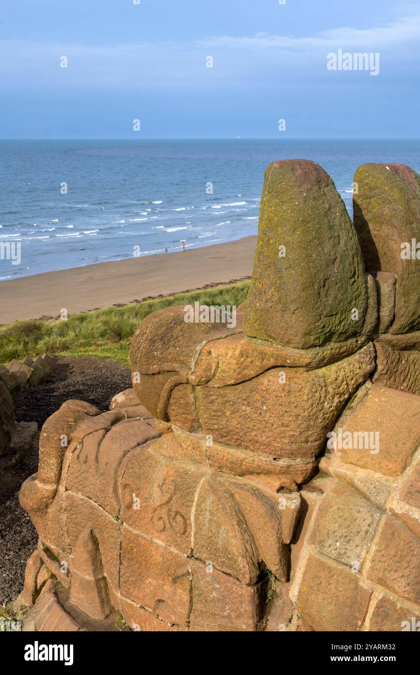 The Dragon Mountain at Irvine Beach, Scotland Stock Photo - Alamy