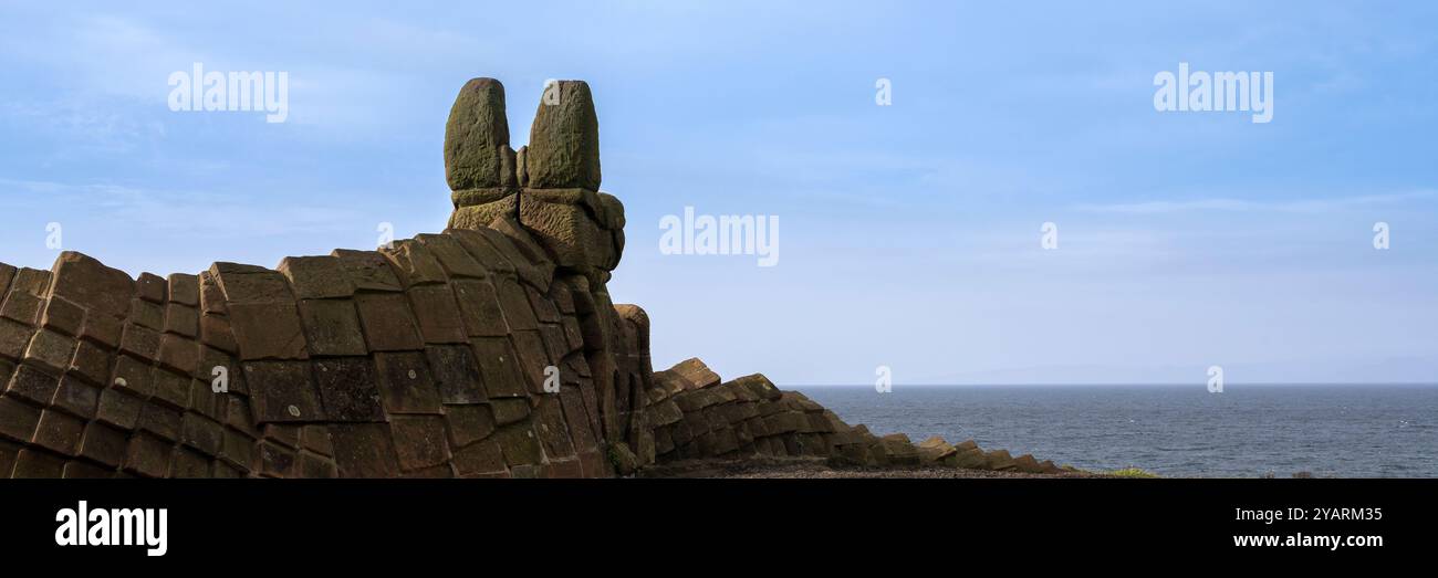 The Dragon Mountain at Irvine Beach, Scotland Stock Photo - Alamy