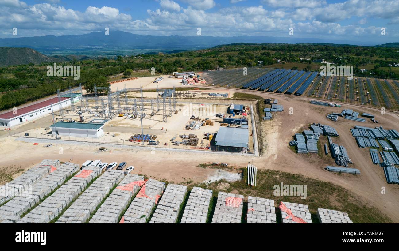 Drone shots of Substation of a solar farm. Utility scale Stock Photo ...