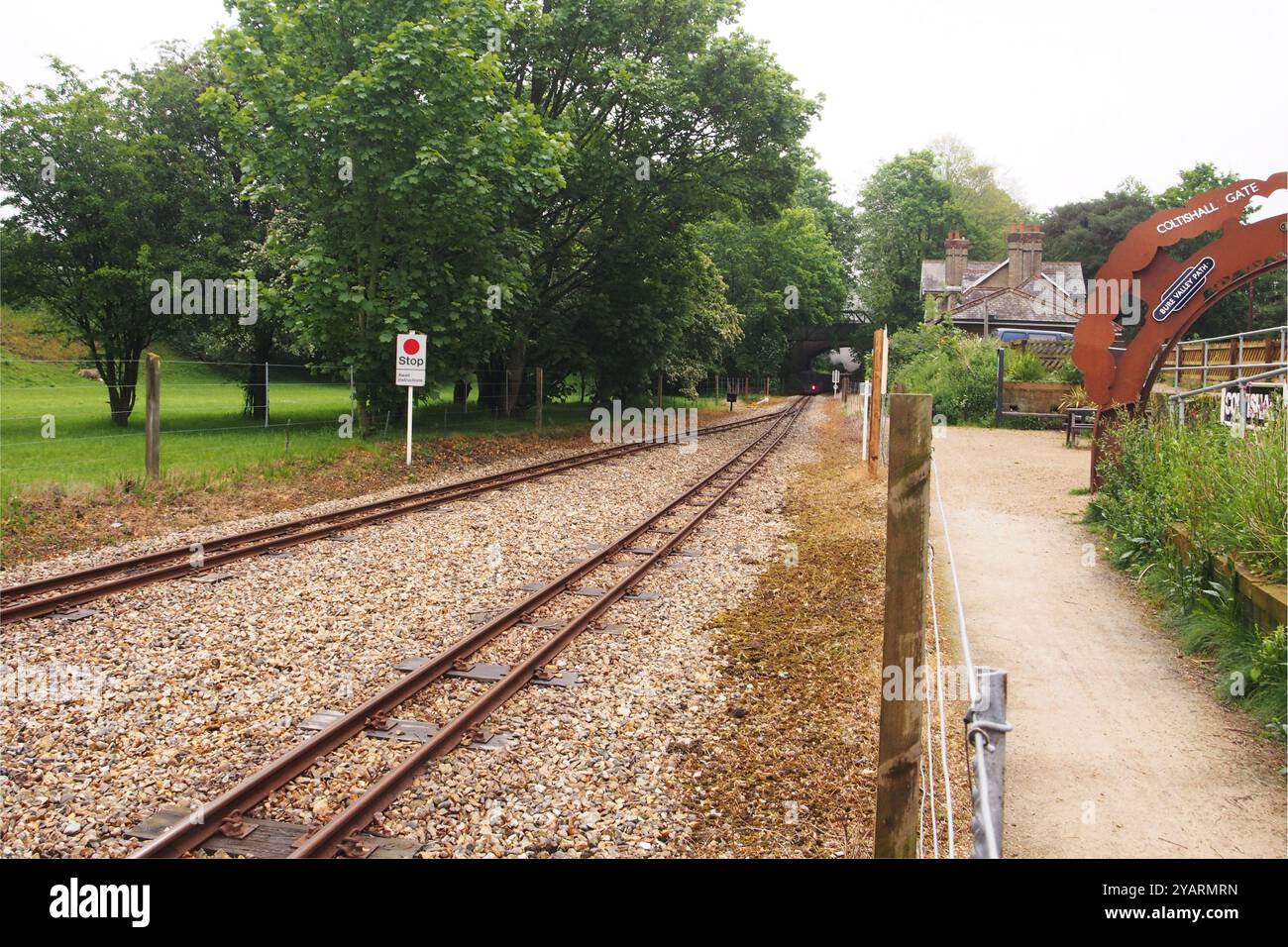 A narrow guage train leaving Cotishall station on the Bure Valley ...
