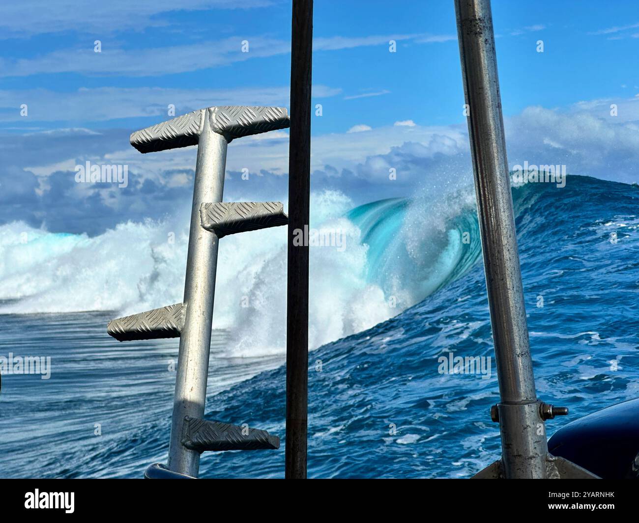 A view of a giant wave at Teahupo'o, Tahiti, the venue for the 2024 ...