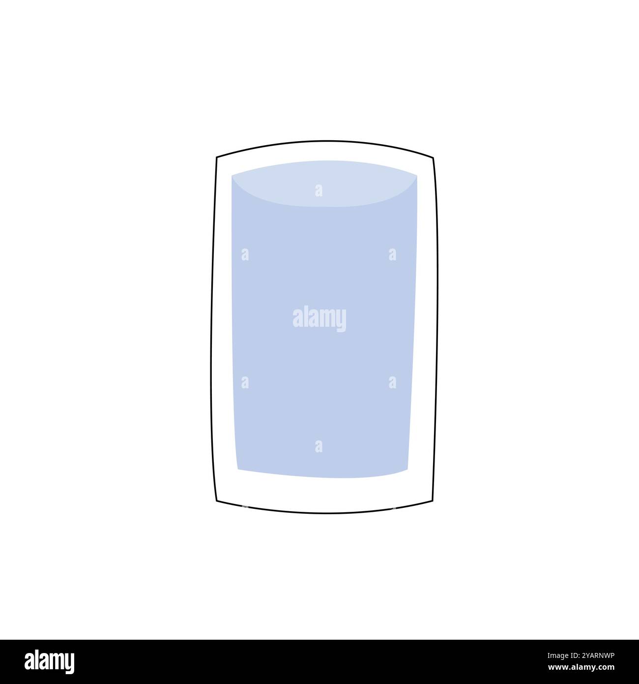 Illustration of a simple glass of water, outlined with a black border ...