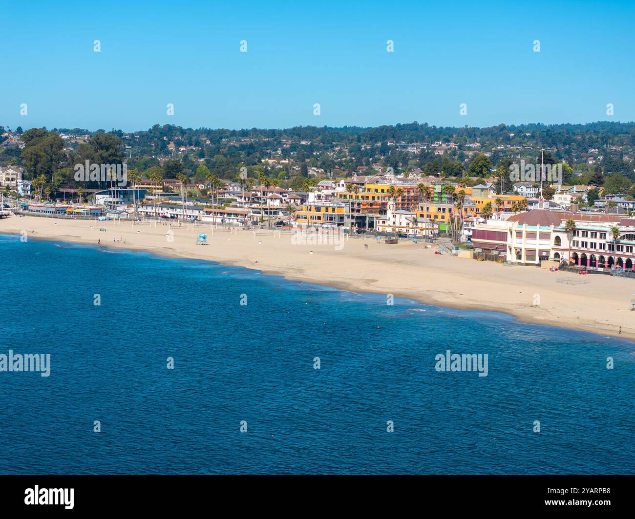 Aerial View of Santa Cruz Beachfront and Boardwalk, California Stock ...