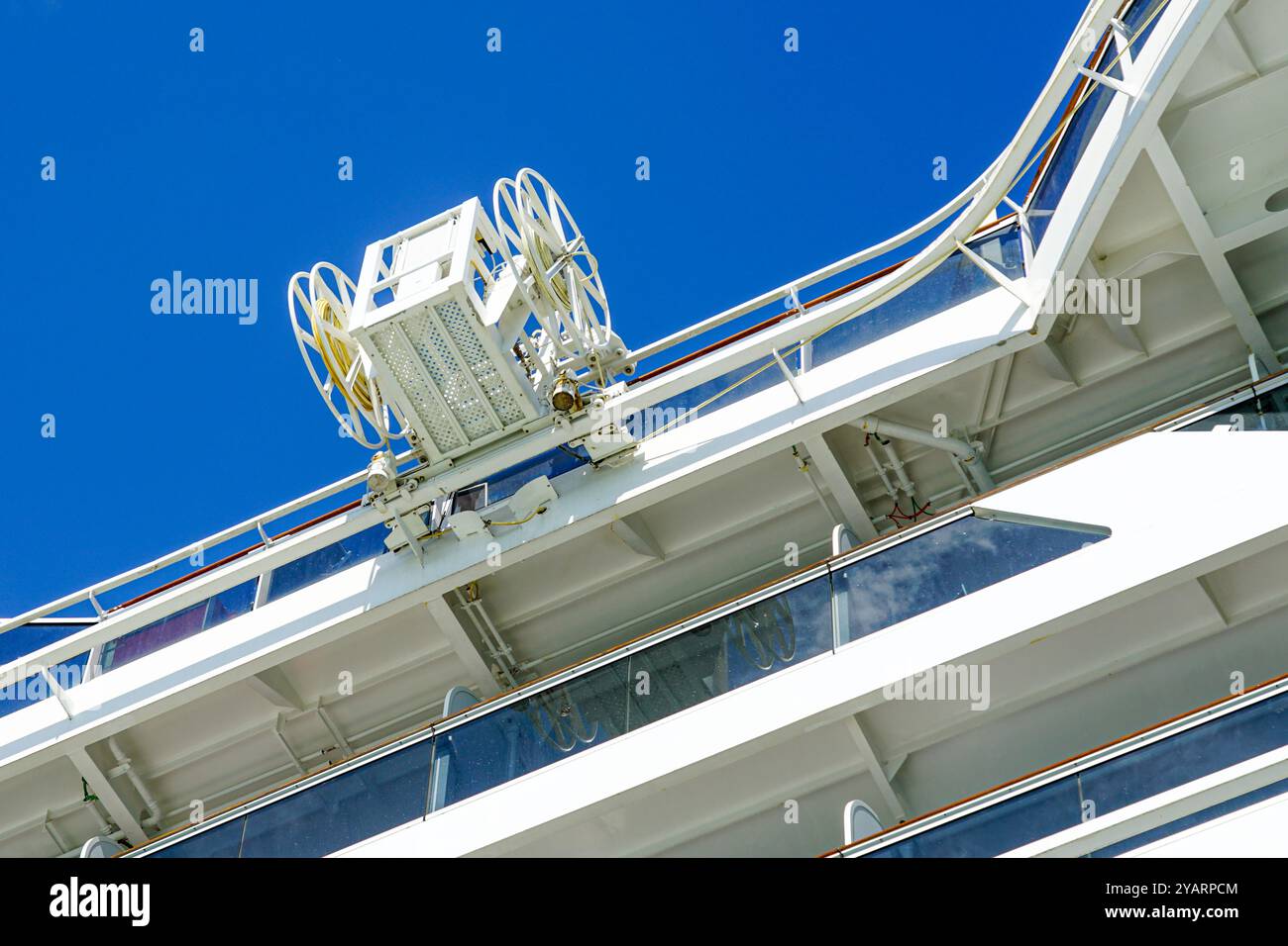 Large modern cruise ship hull and deck cleaning and washing facility ...