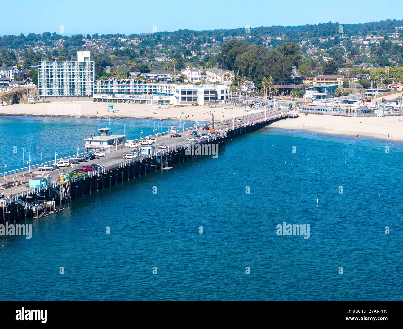 Aerial View of Santa Cruz Wharf and Coastal Landscape, California Stock ...