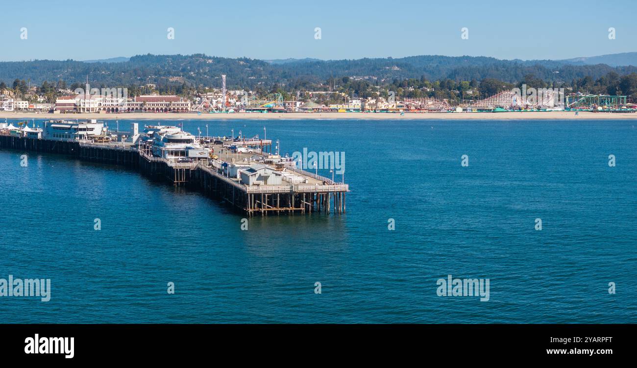 Aerial View of Santa Cruz Wharf and Beach Boardwalk, California Stock ...