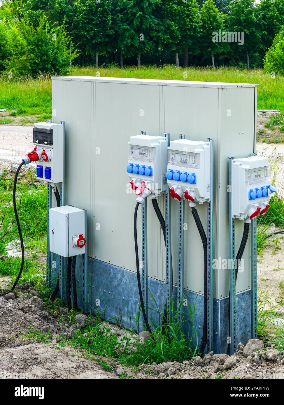 New modern electricity distribution box at new residential house ...