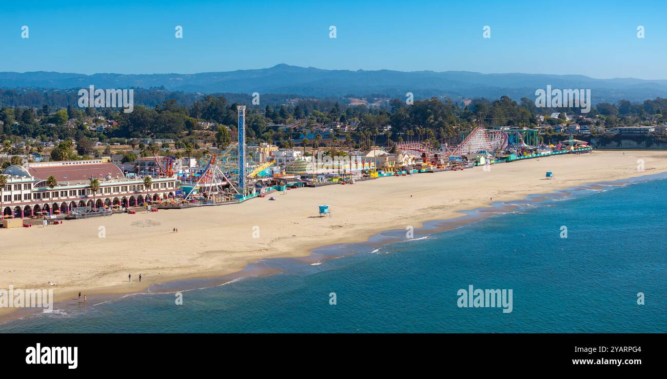 Aerial View of Santa Cruz Beach Boardwalk and Pacific Ocean Stock Photo ...