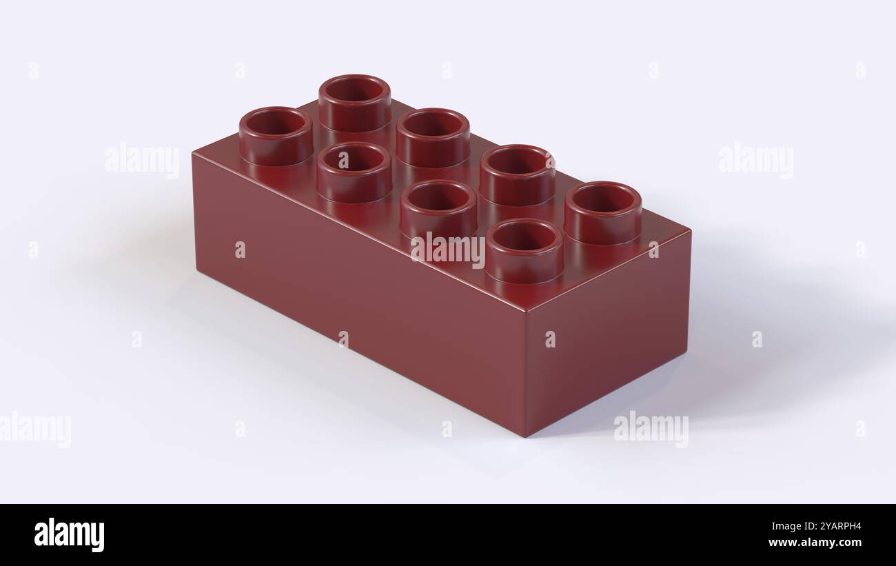 Maroon Plastic Lego Block on a White Background. Children Toy Brick ...