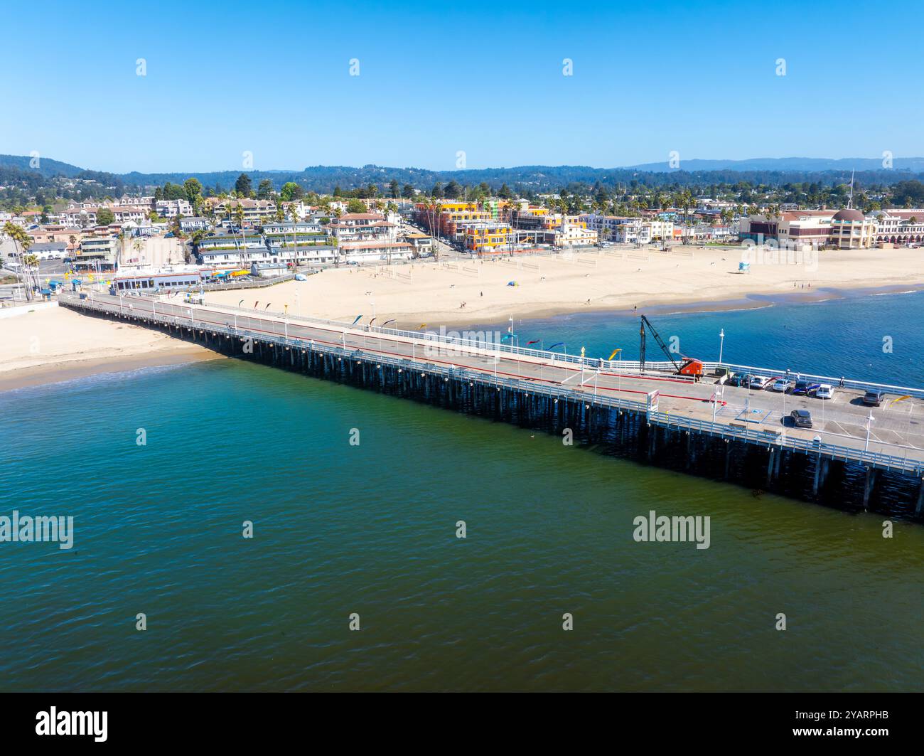 Aerial View of Santa Cruz Wharf and Pacific Ocean in California Stock ...