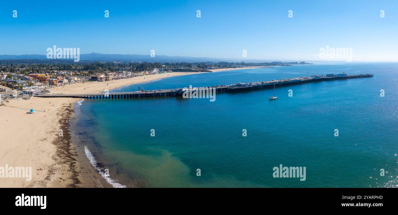 Aerial View of Santa Cruz Wharf and Beach Boardwalk, California Stock ...