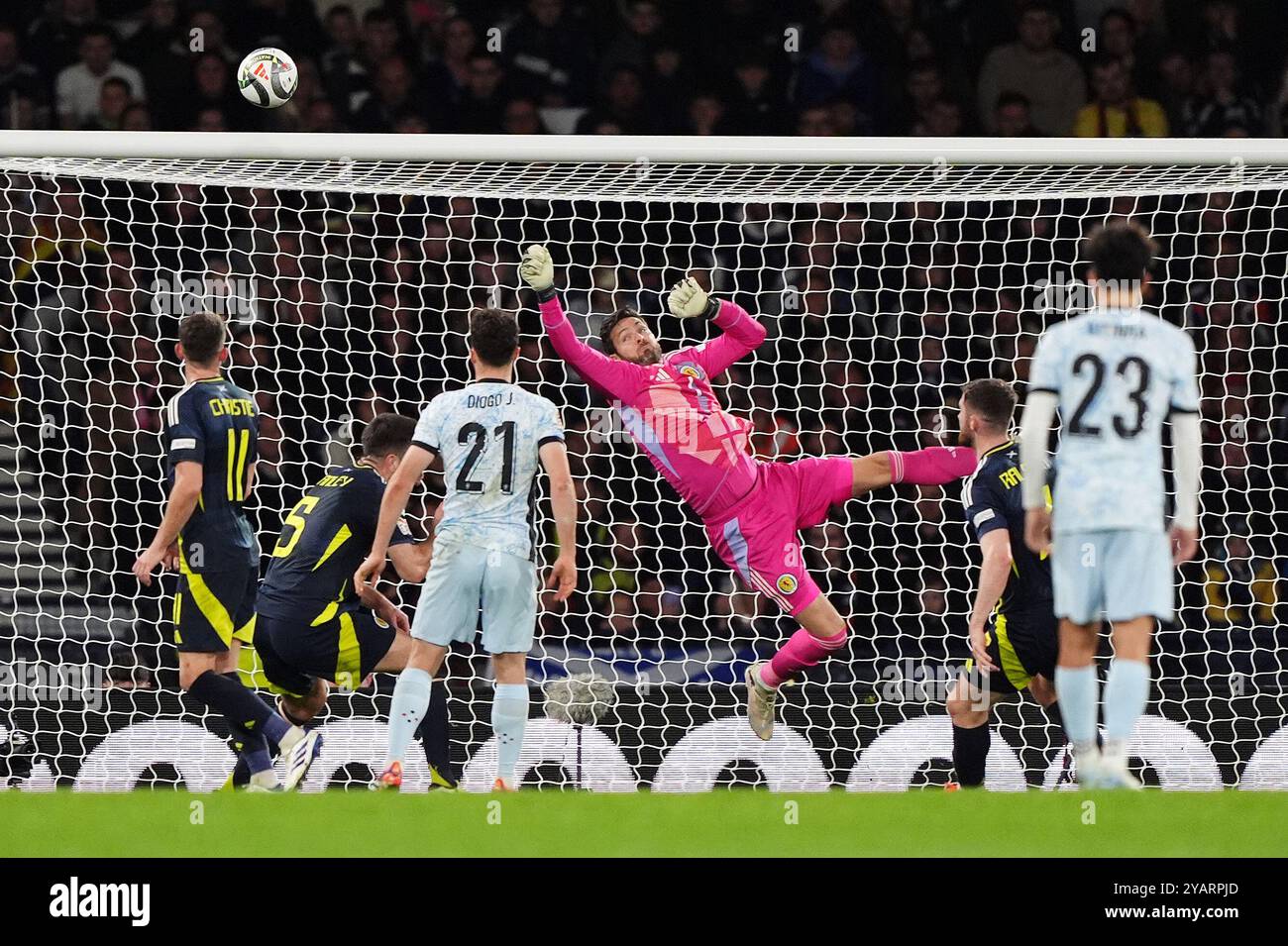 Scotland goalkeeper Craig Gordon makes a save during the UEFA Nations ...