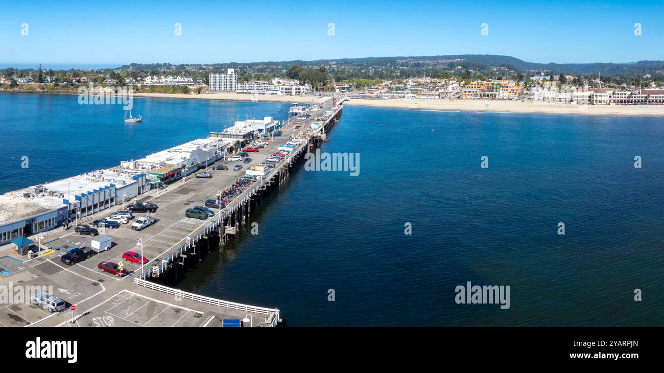Aerial View of Santa Cruz Wharf and Beach Boardwalk, California Stock ...