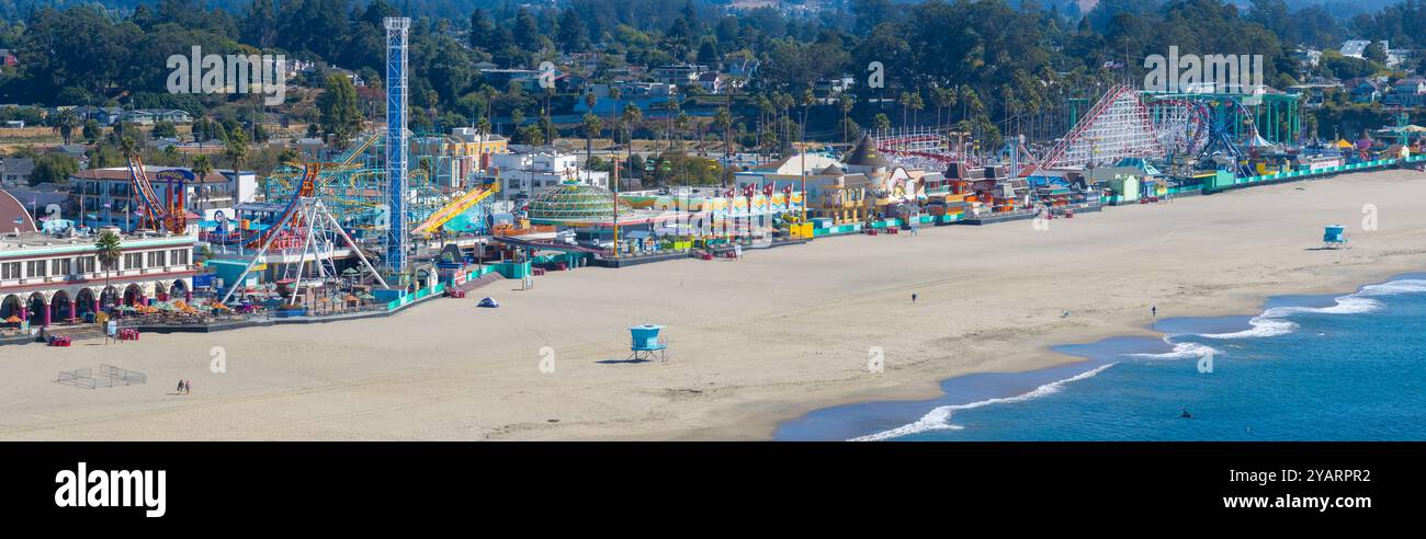 Aerial View of Santa Cruz Beach Boardwalk and Pacific Ocean Stock Photo ...