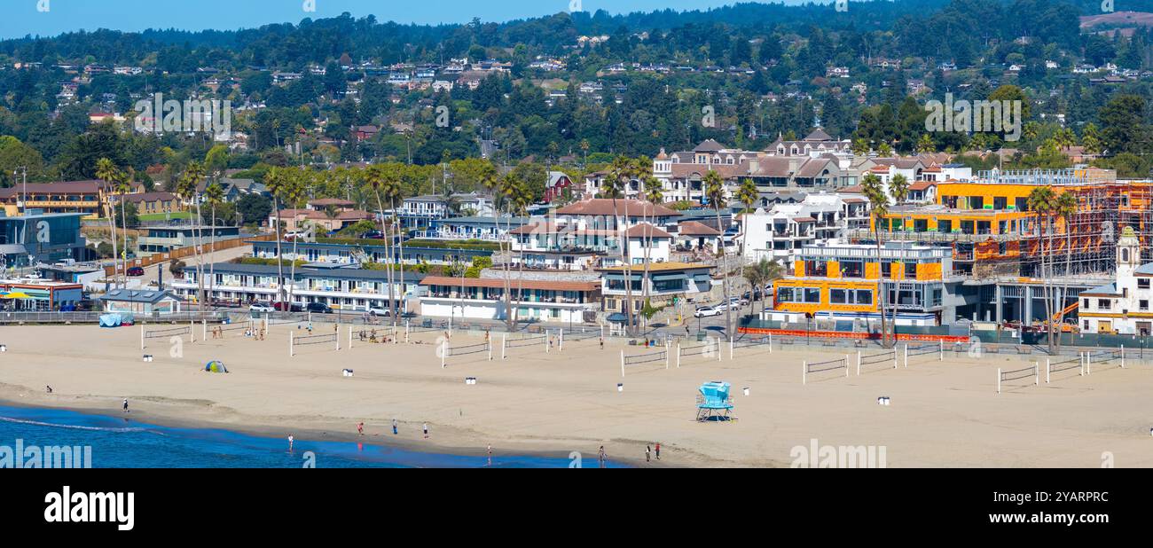 Aerial View of Santa Cruz Beachfront with Volleyball Courts Stock Photo ...