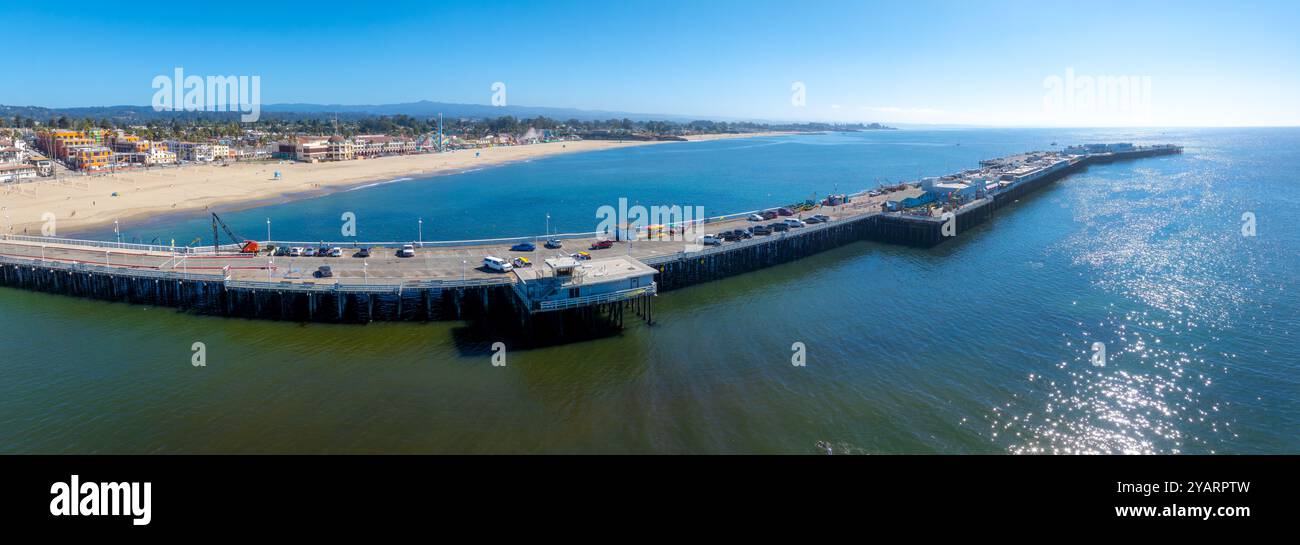 Aerial View of Santa Cruz Wharf and Beachfront in California Stock ...