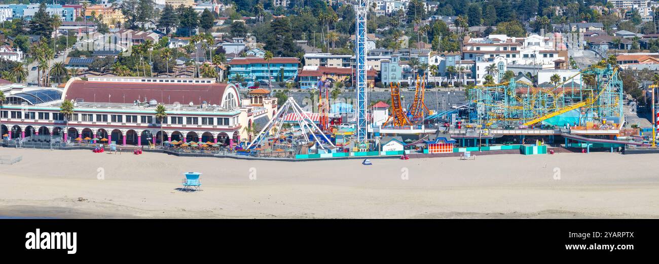 Aerial View of Santa Cruz Beach Boardwalk and Pacific Ocean Stock Photo ...