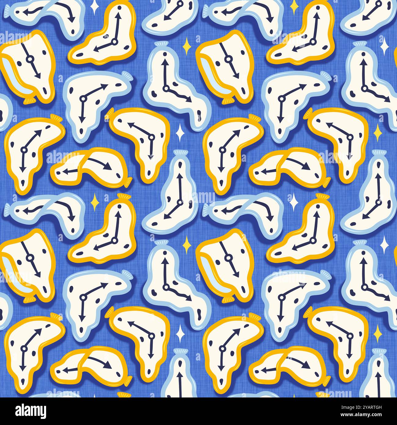 Seamless pattern of Clocks in surrealistic style. Time Warp Wonderland ...