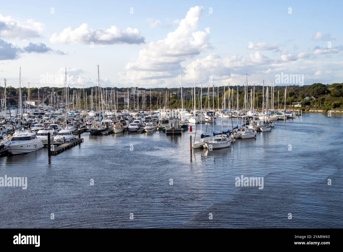 yachts on moorings in Lymington River Stock Photo - Alamy