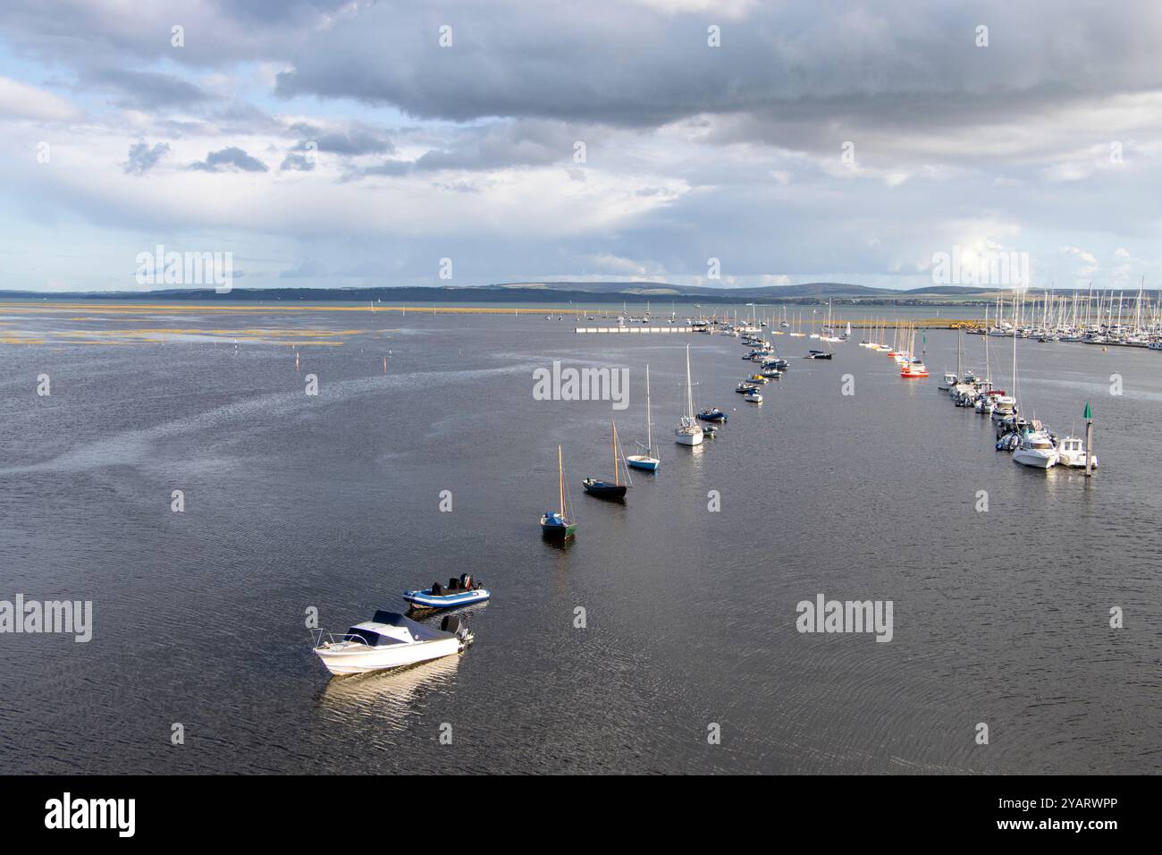 yachts on moorings in Lymington River Stock Photo - Alamy