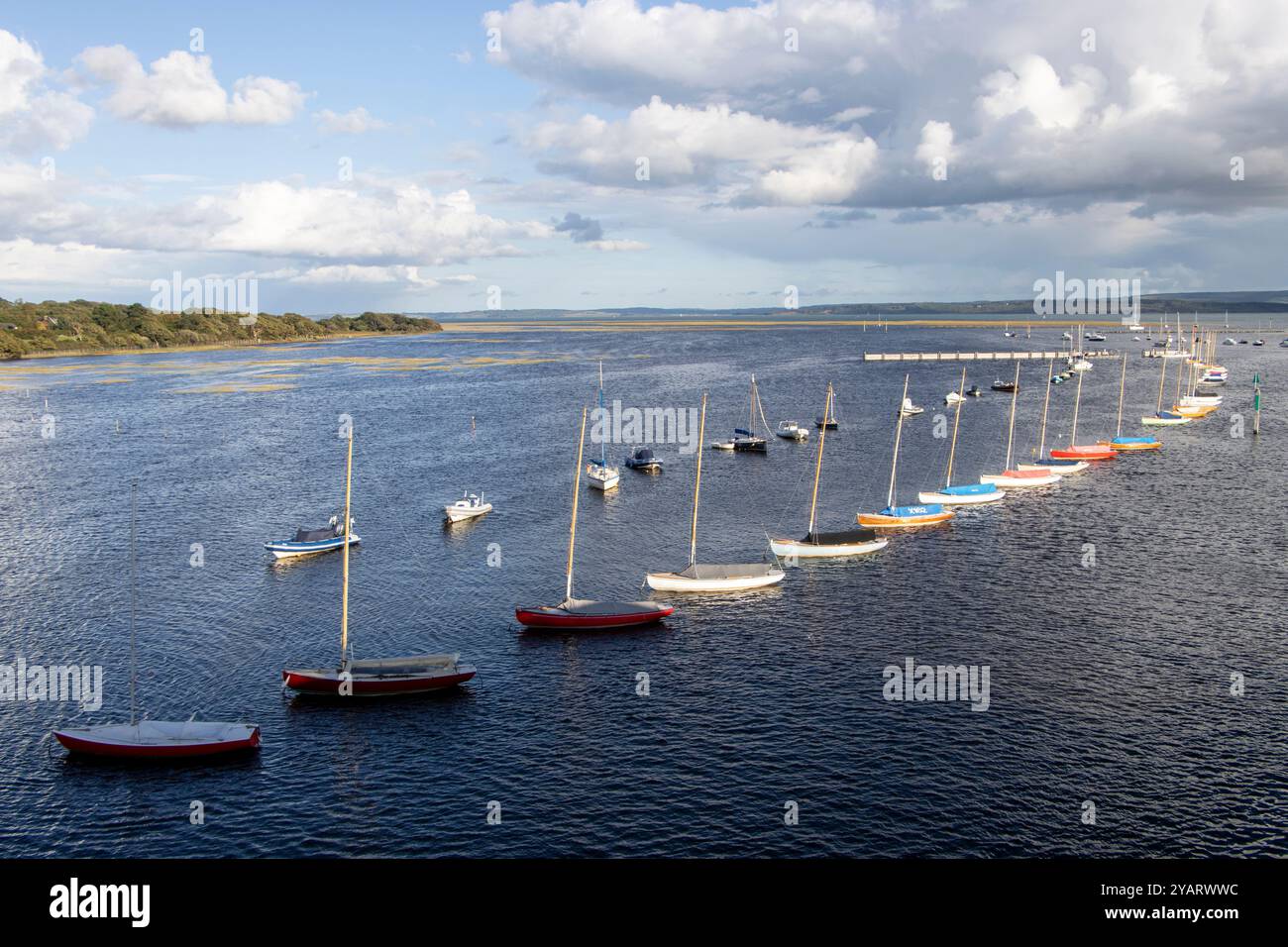 yachts on moorings in Lymington River Stock Photo - Alamy