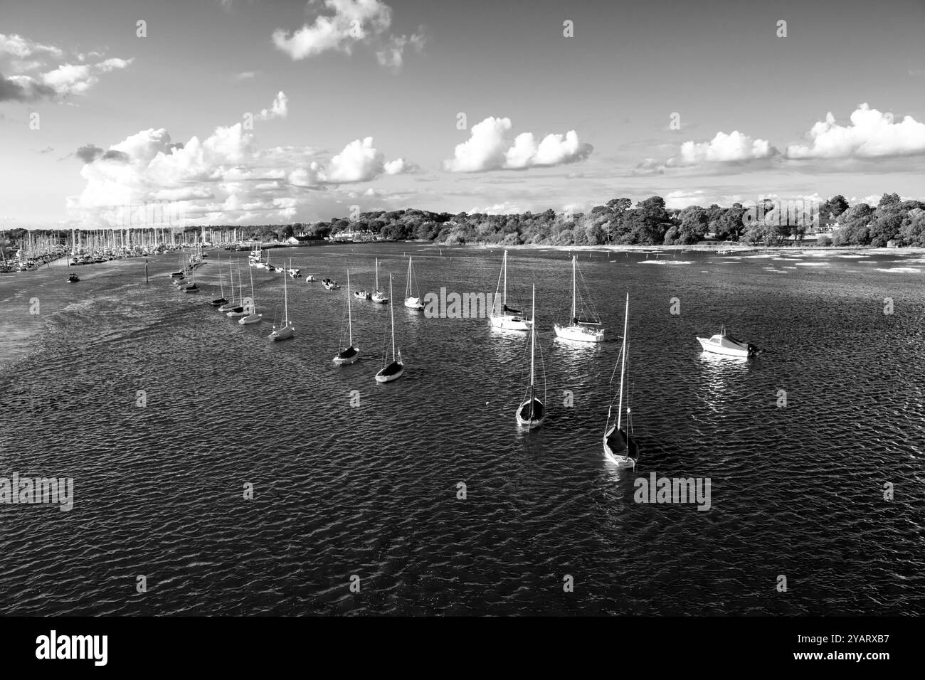 yachts on moorings in Lymington River Stock Photo - Alamy