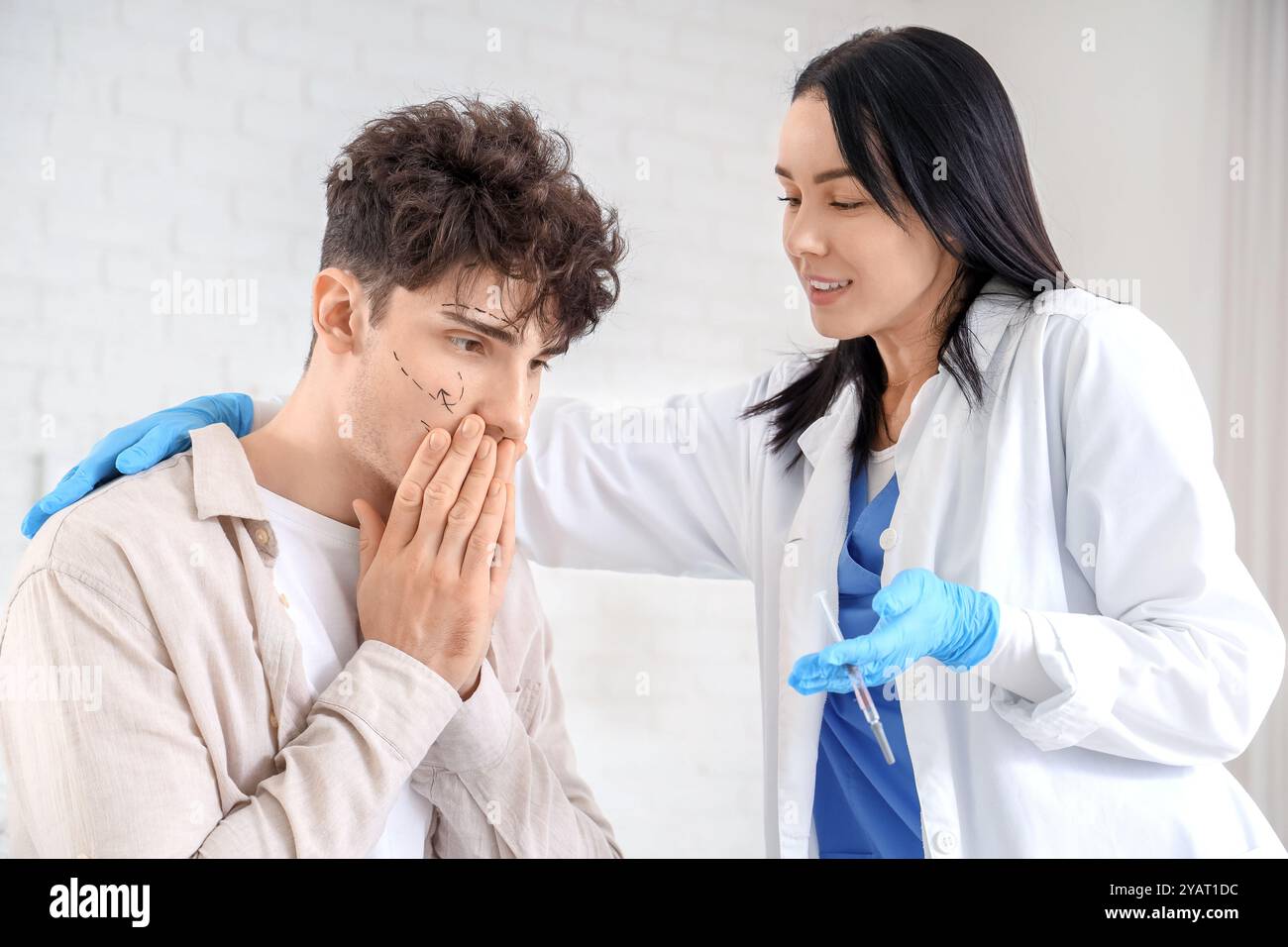 Woman scared plastic surgery hi-res stock photography and images - Alamy